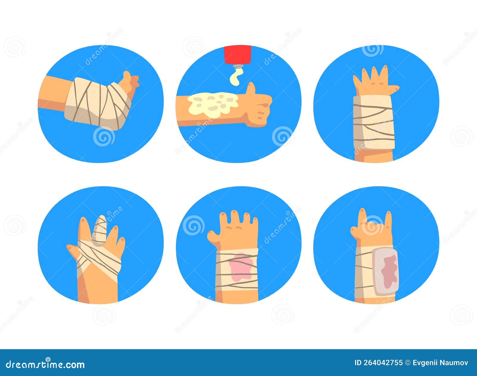 First Aid for Wounded Arm and Leg in Blue Circle Vector Set Stock ...