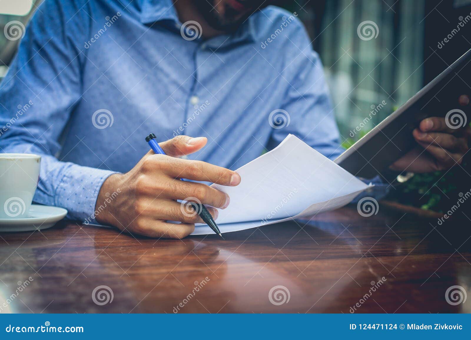 First of All, Checking the Paper. Stock Photo - Image of life, coffee ...