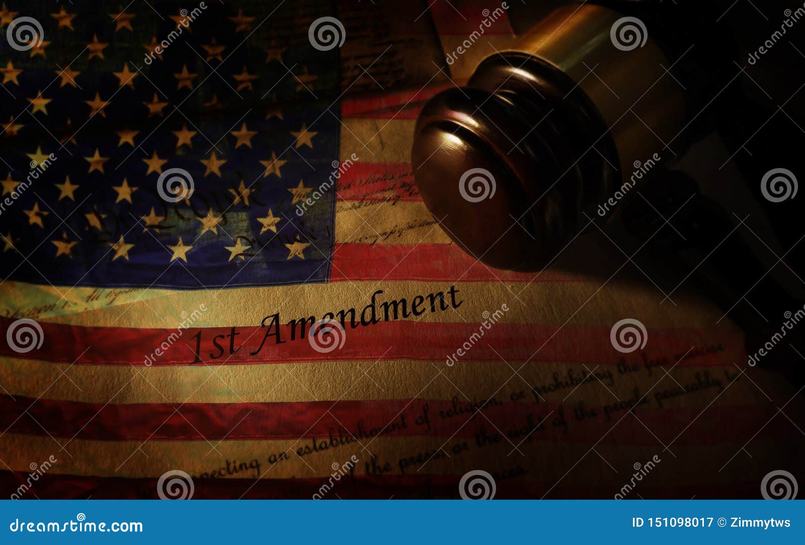 First Amendment Gavel and Flag Stock Image - Image of constitutional ...