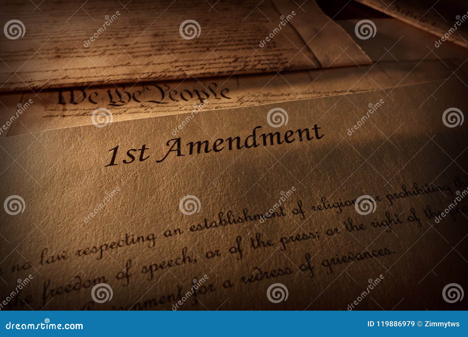 First Amendment text stock image. Image of paper, parchment - 119886979