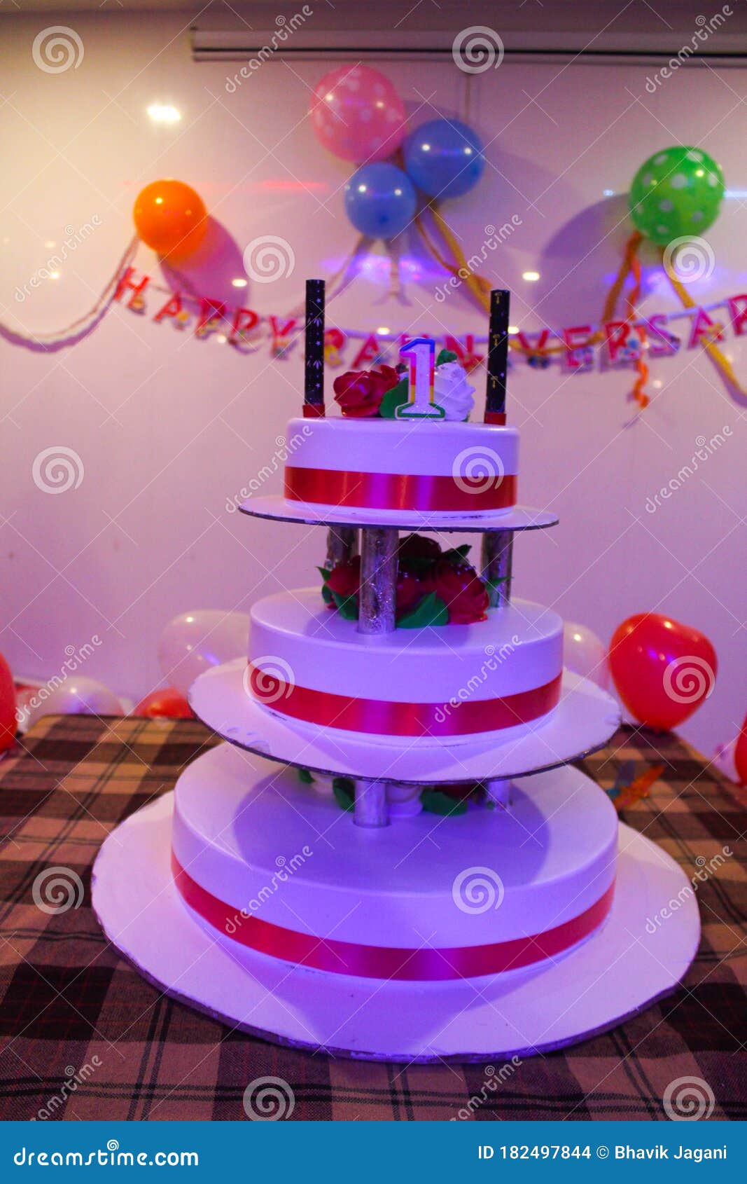 First Anniversary Celebration. First Anniversary Cake with Beautiful ...