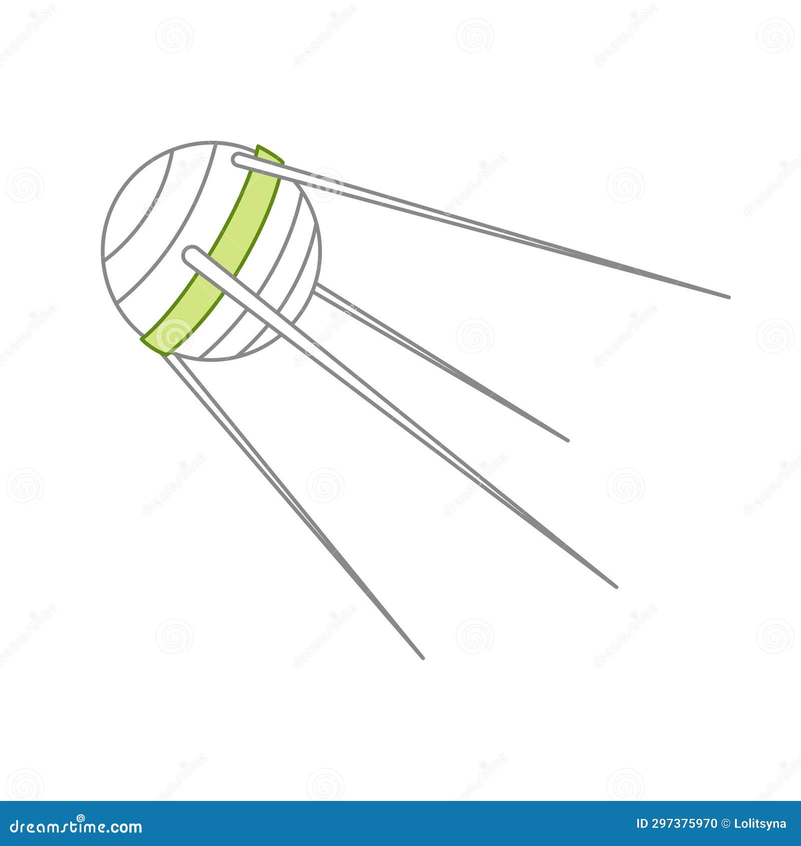 First Artificial Satellite. Sputnik. Round Satellite. Cartoon, Vector ...