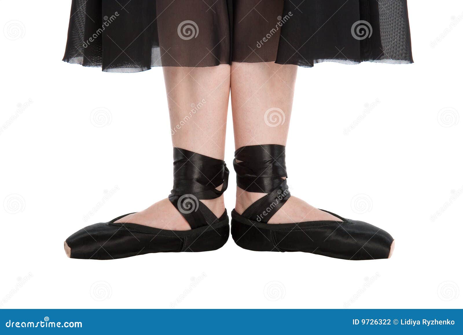 First Ballet Position Of Female Feet In Orange Tights. Leg Of Dancer In ...