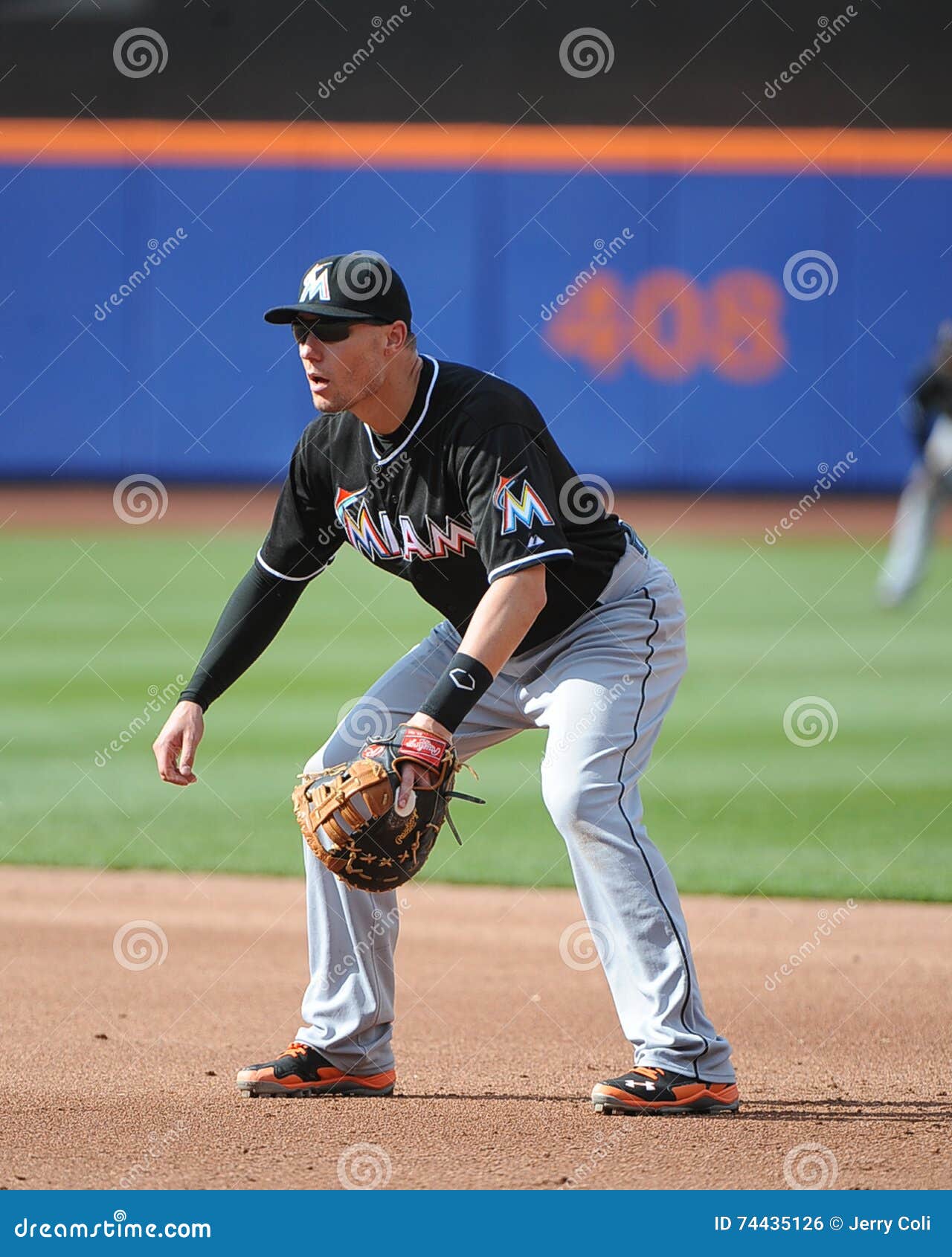 A First Baseman Catching A Ball Thrown To Them At The Base Editorial ...