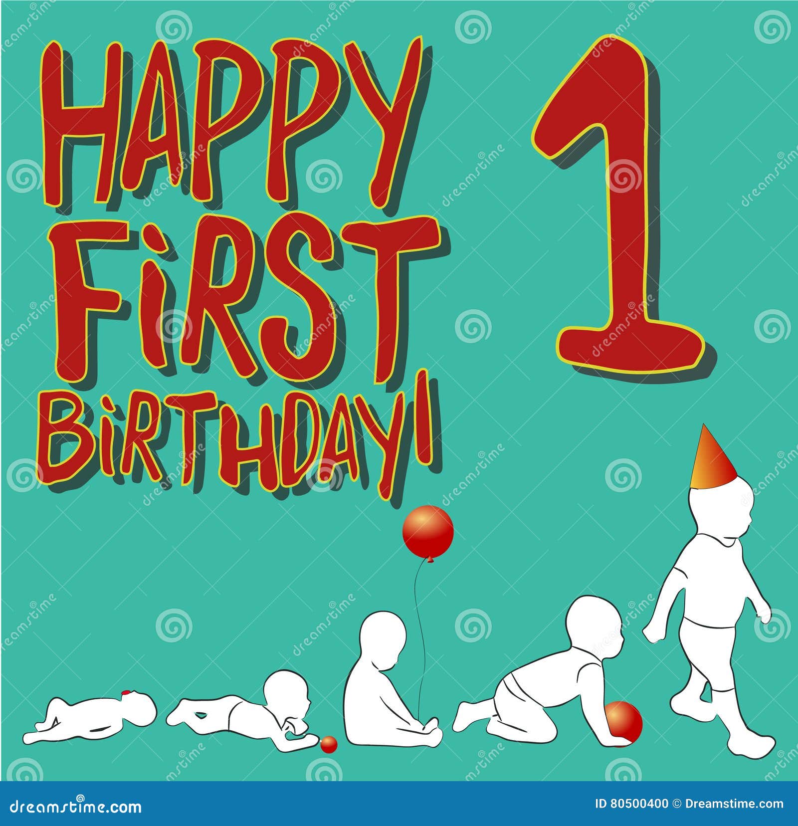 The First Birthday Card . Vector Illustration Stock Vector ...