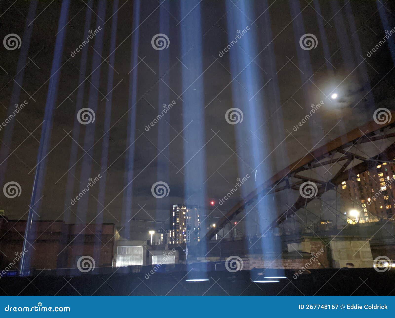 First Breath Installation, Manchester Beams of Light Going Upward into ...