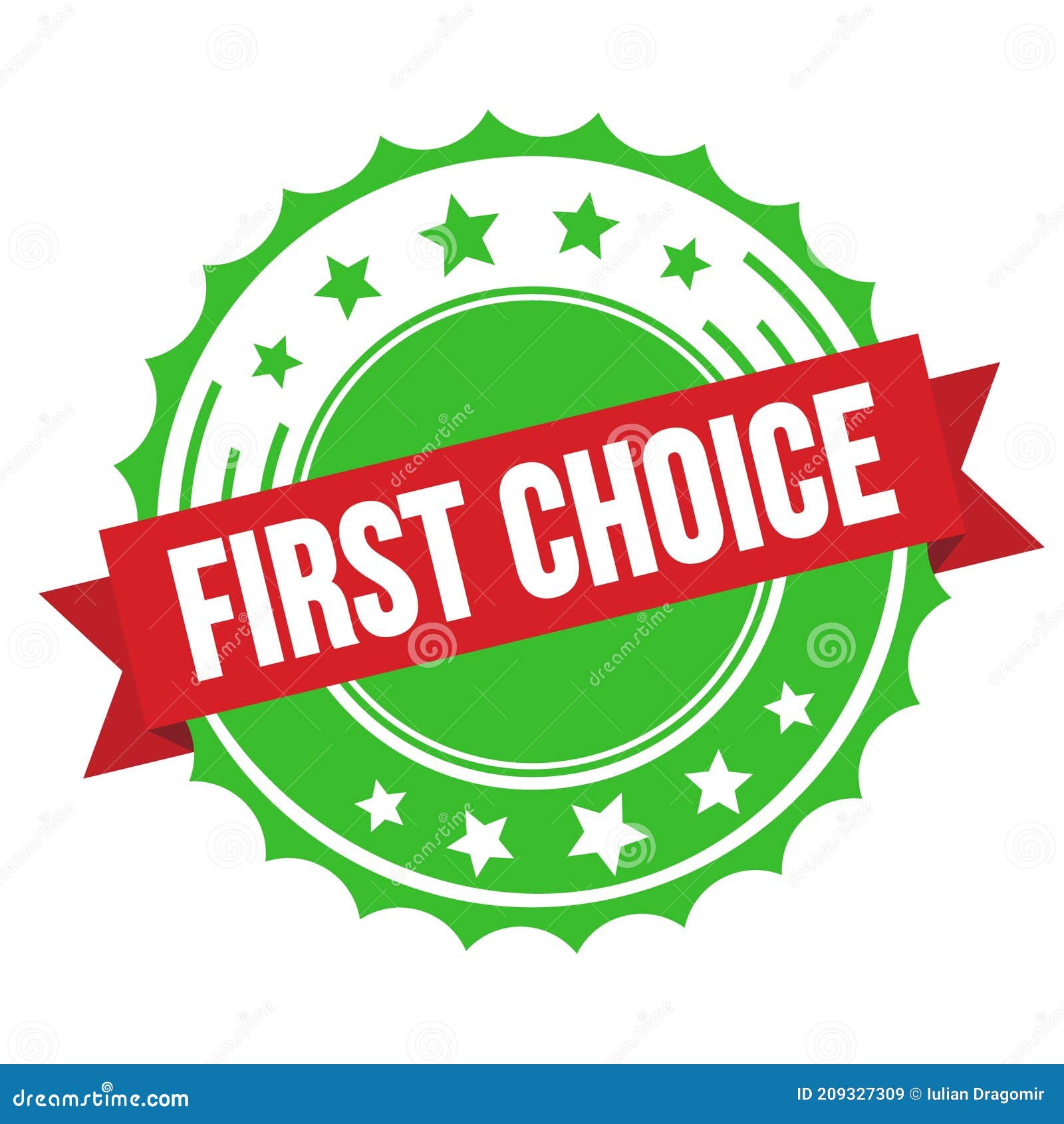 FIRST CHOICE Text on Red Green Ribbon Stamp Stock Illustration ...