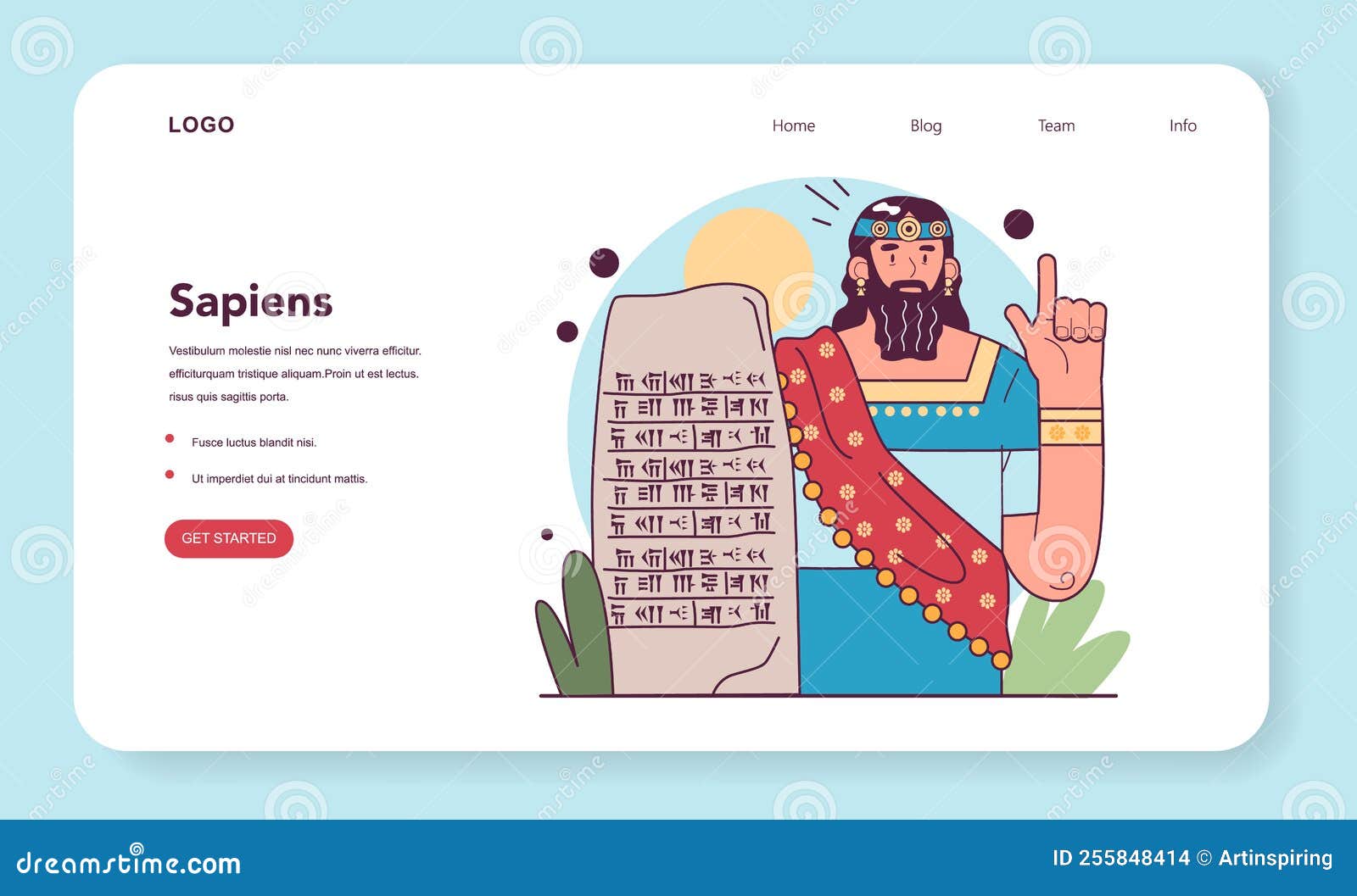 First Civilization Origin Web Banner or Landing Page. Ancient Sumerian ...