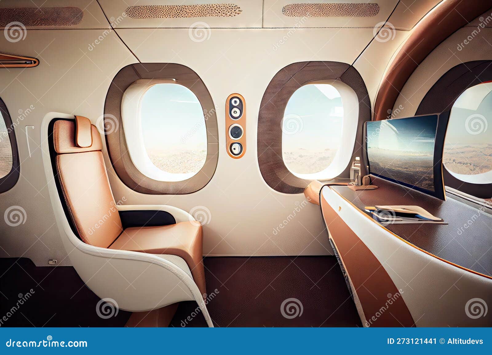 First-class Airplane Cabin, with Comfortable Seats and Sleek Design ...
