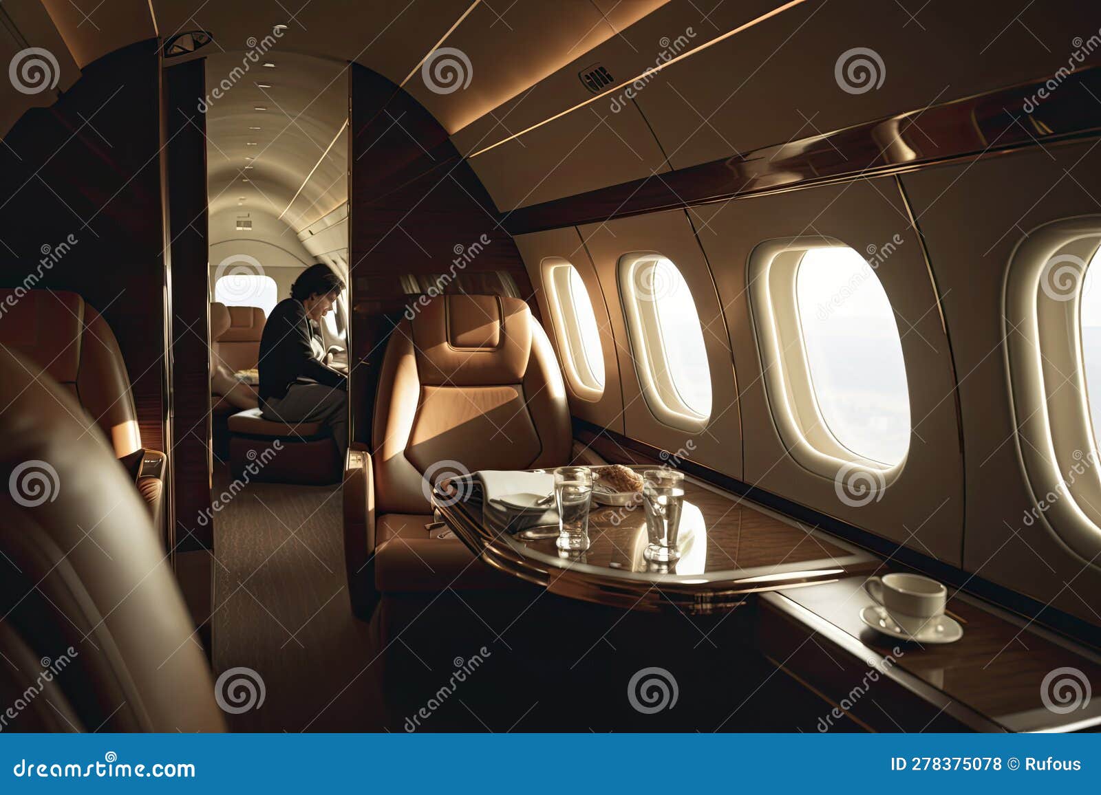 First class in an airplane stock illustration. Illustration of private ...