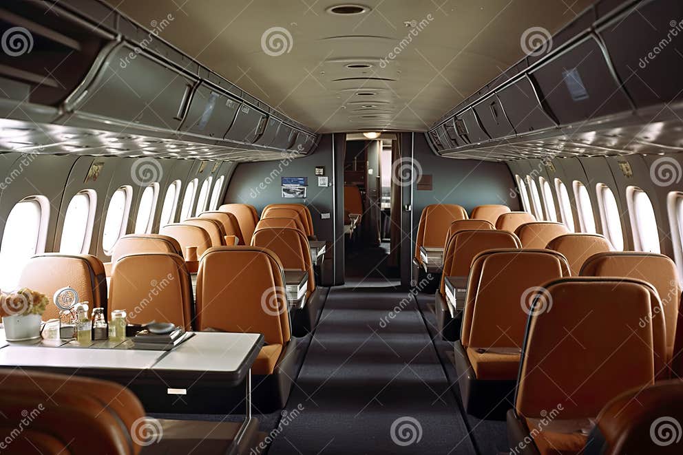 First class in an airplane stock illustration. Illustration of aisle ...