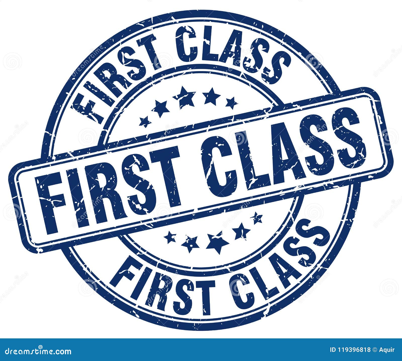 First class blue stamp stock vector. Illustration of label - 119396818