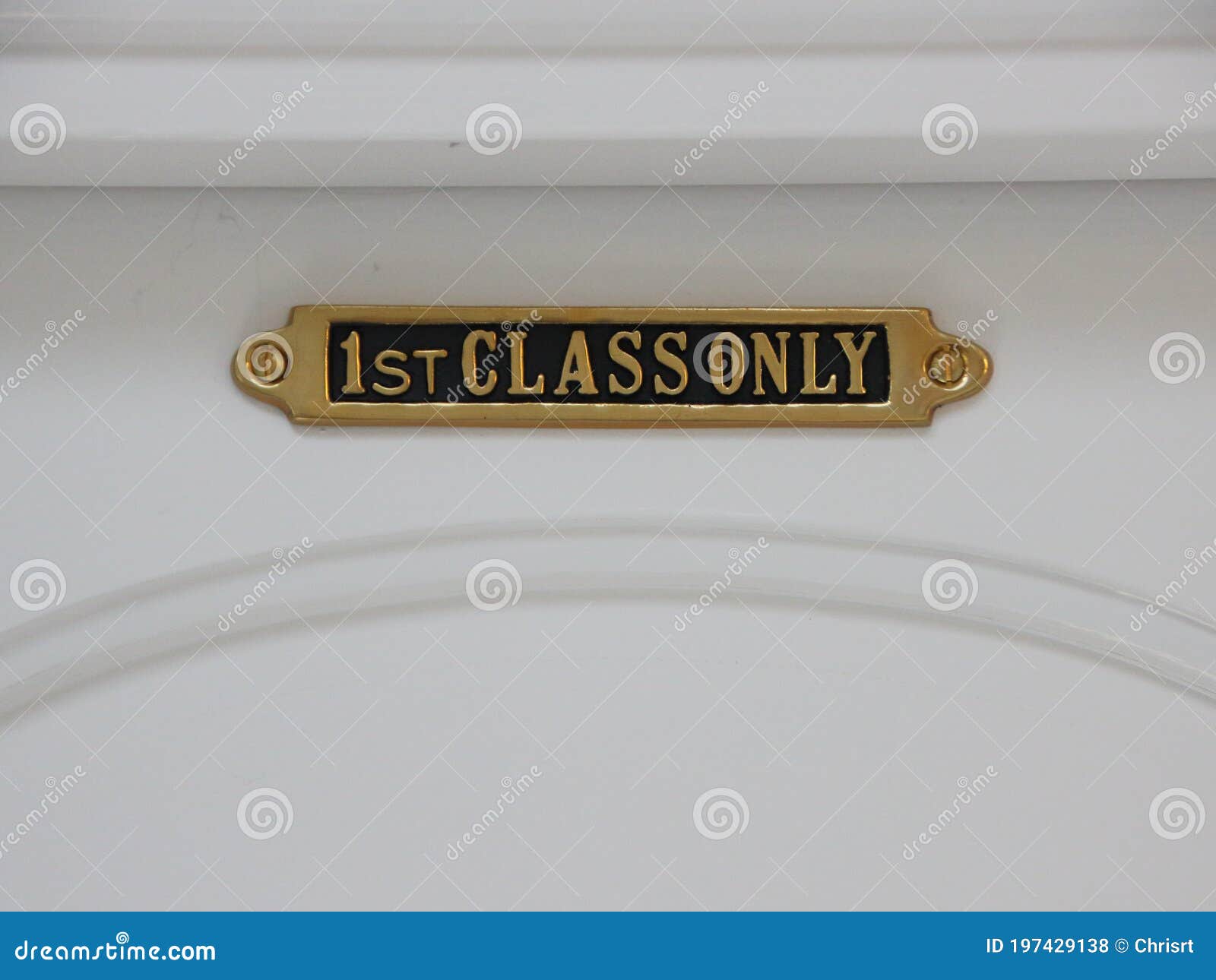First Class only Brass Sign on Door Stock Photo - Image of plaque, arch ...
