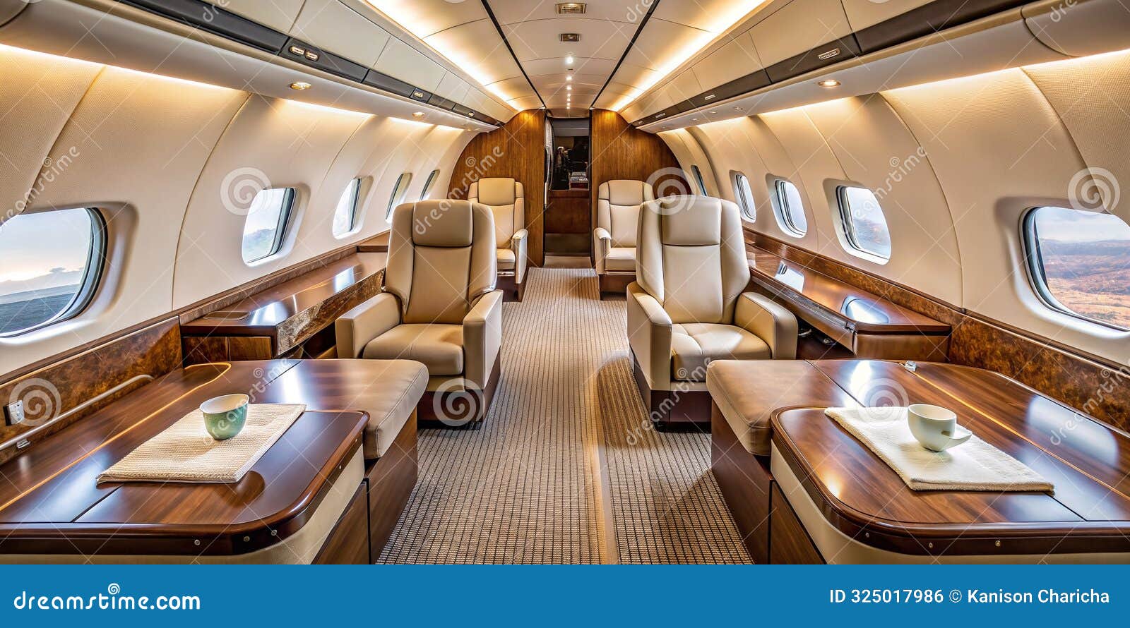 First Class Cabin in Luxury Plane Background Creative AI Stock ...