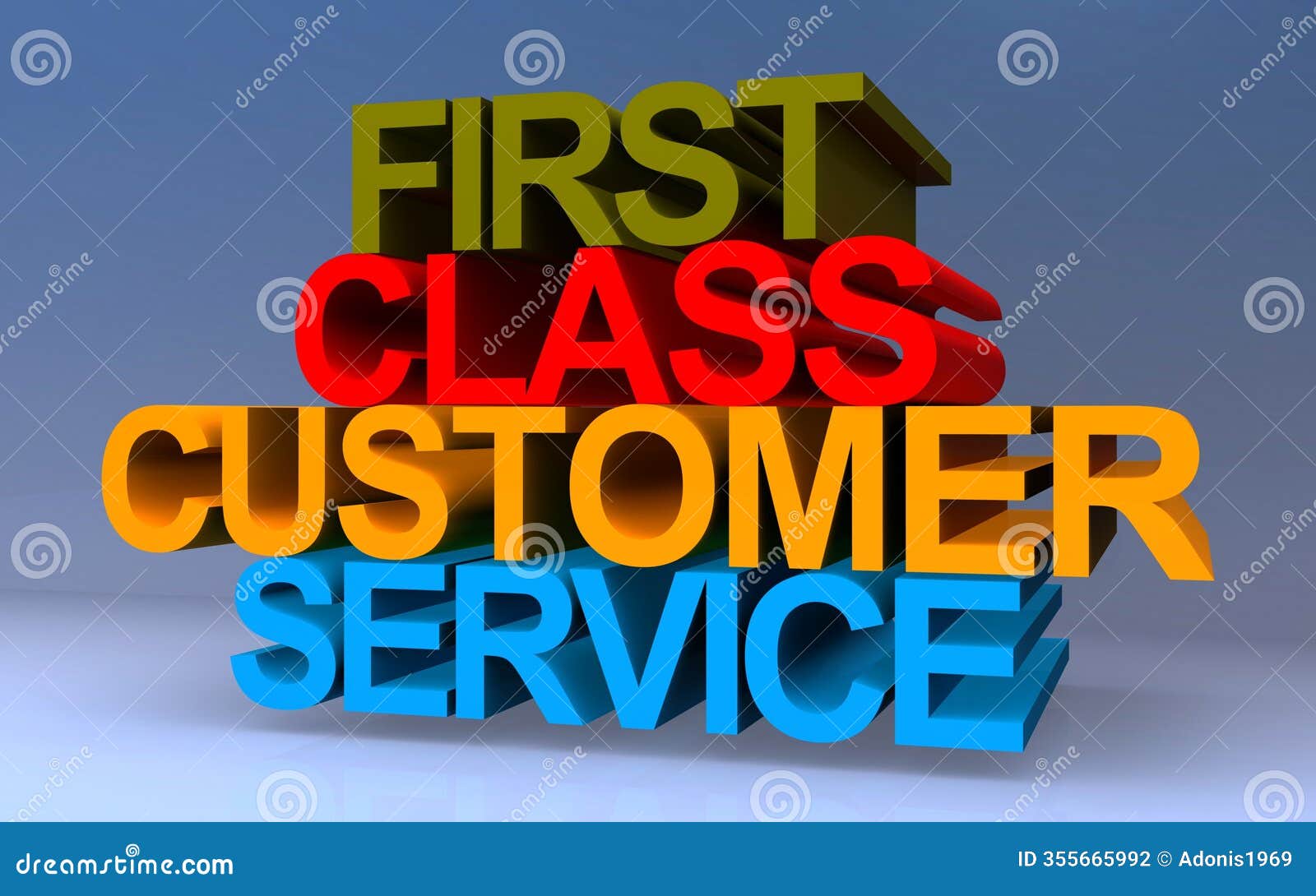 First Class Customer Service on Blue Stock Illustration - Illustration ...