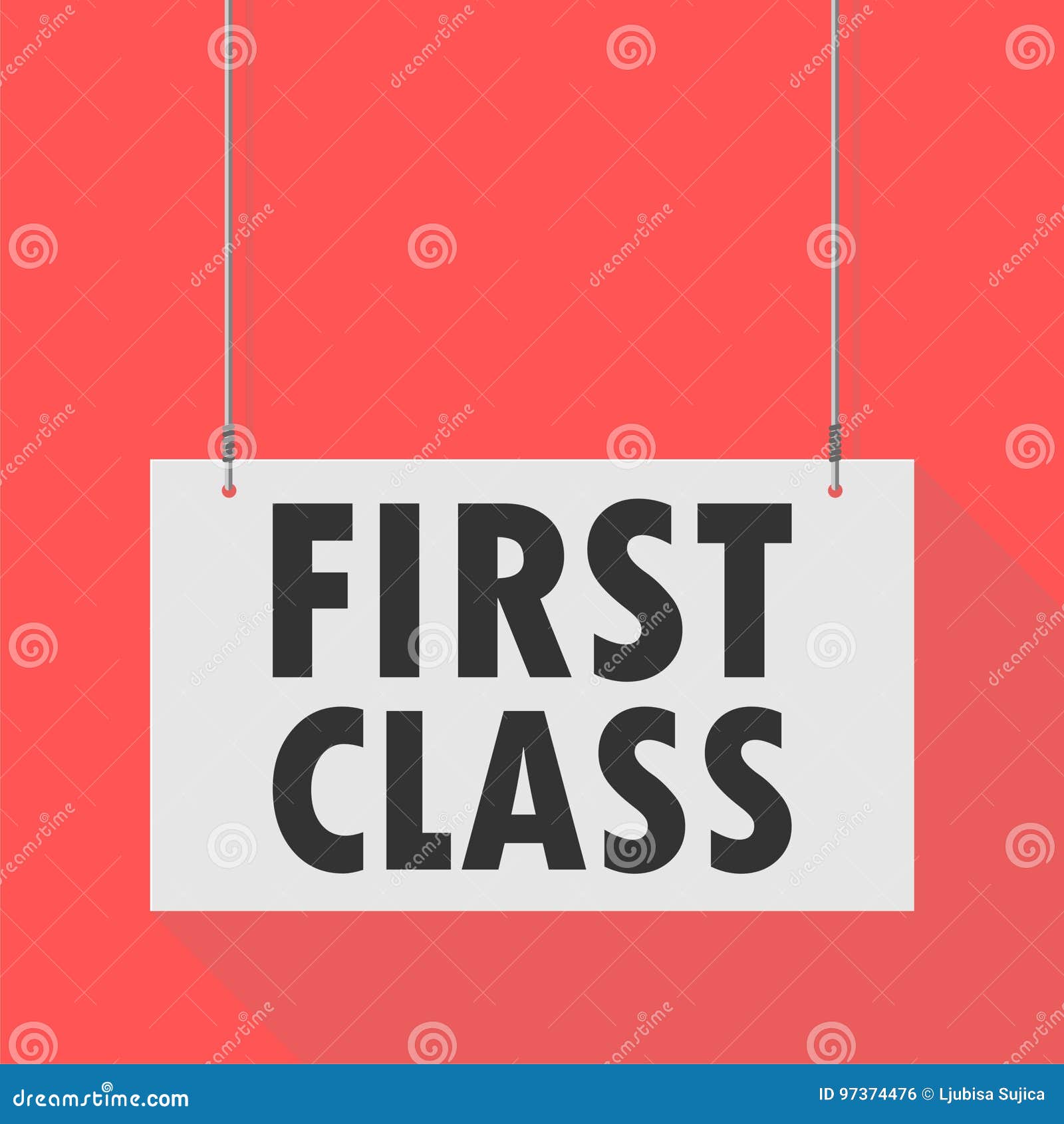First class Hanging Sign stock vector. Illustration of print - 97374476