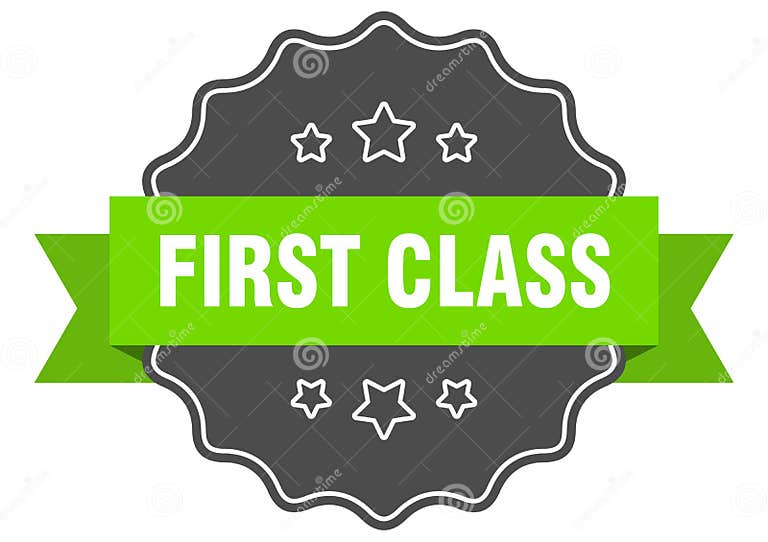 First class label stock vector. Illustration of ribbon - 160024320