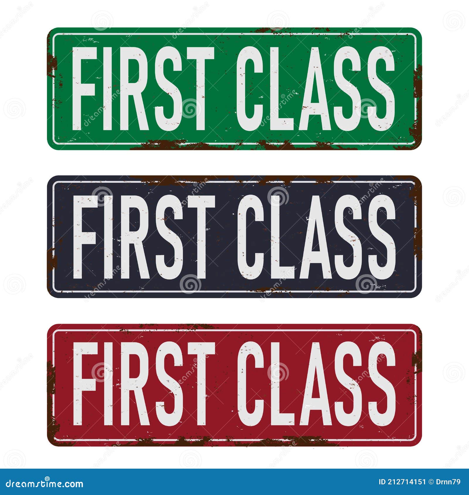 First Class Metal Road Sign. First Class Grunge Sign Set Stock Vector ...