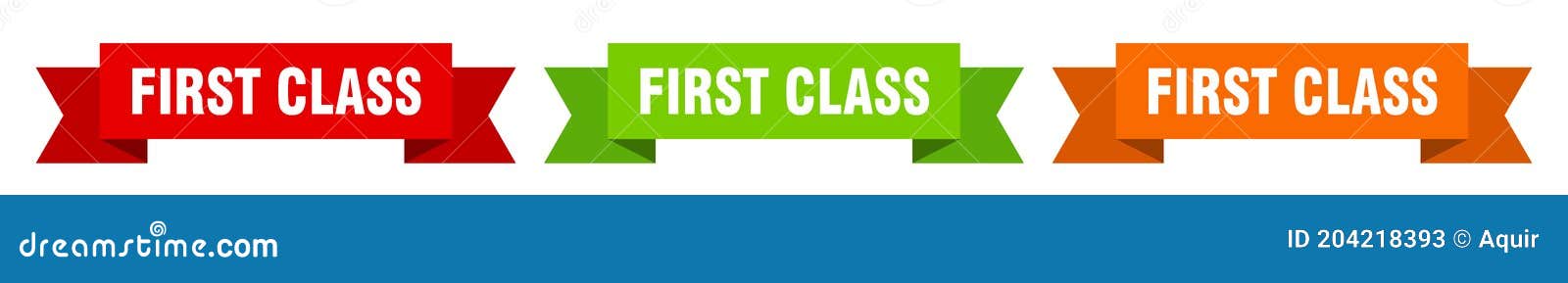 First Class Ribbon. First Class Isolated Paper Sign. Banner Stock ...