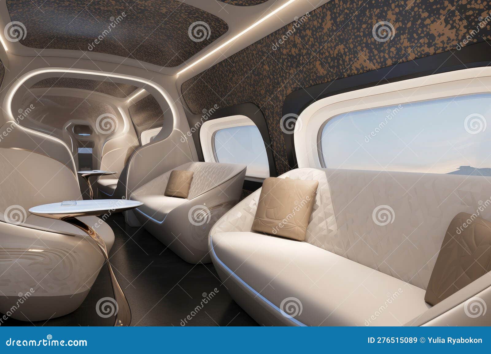 First Class Seats. Futuristic Plane. Generate Ai Stock Illustration ...