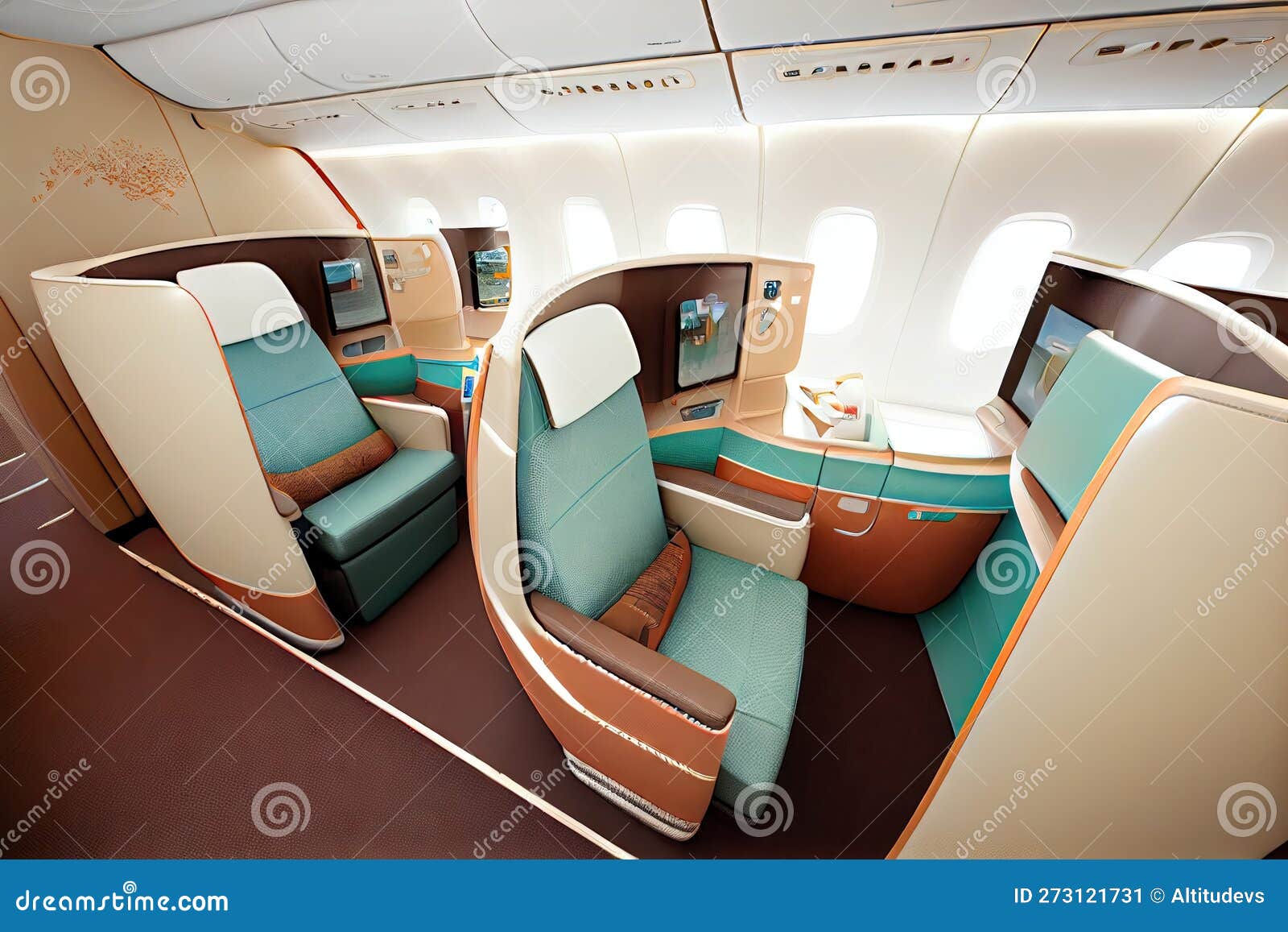 First-class Section of Plane, with Luxurious Seats and Amenities Stock ...