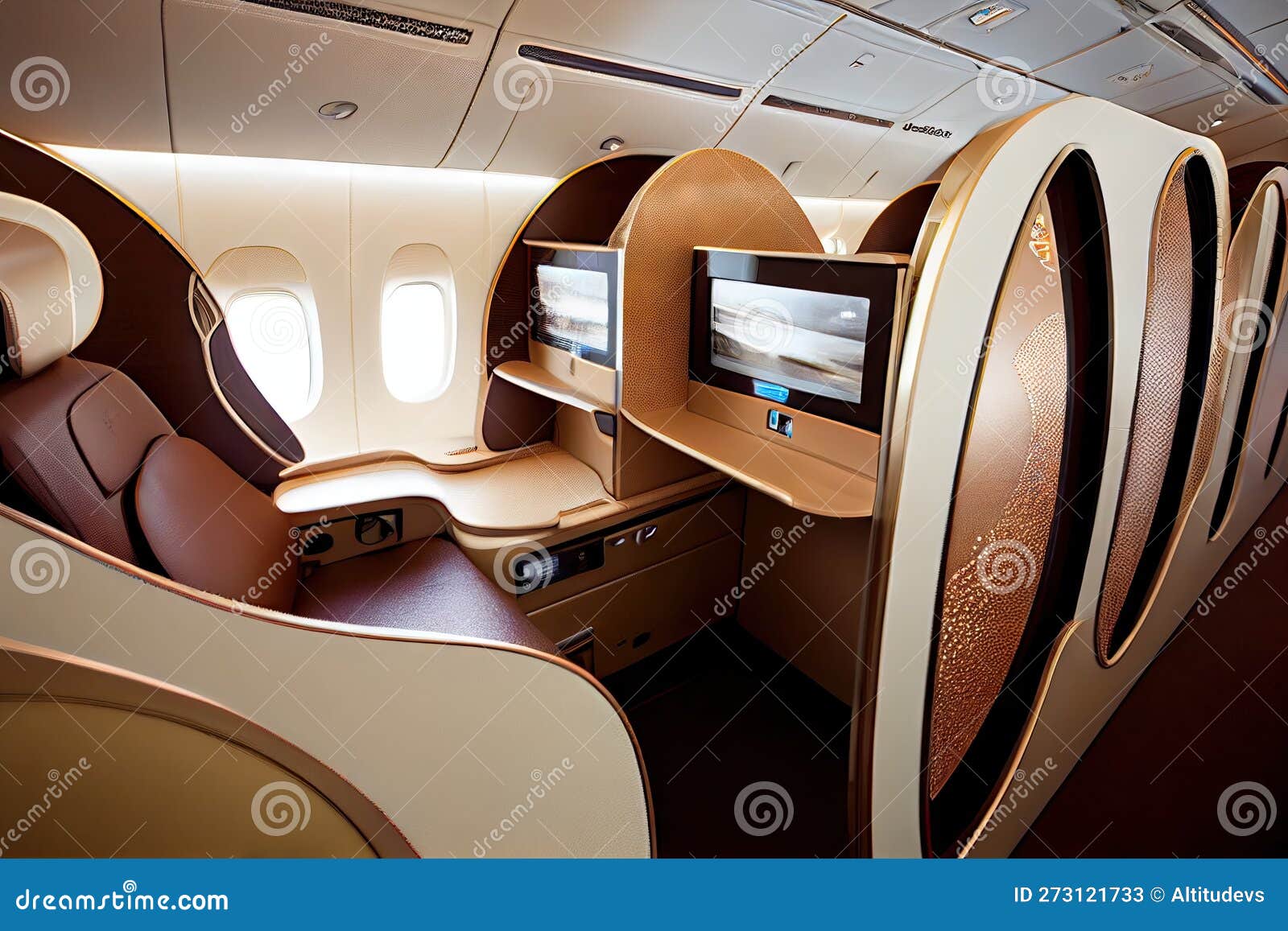 First-class Section of Plane, with Luxurious Seats and Amenities Stock ...