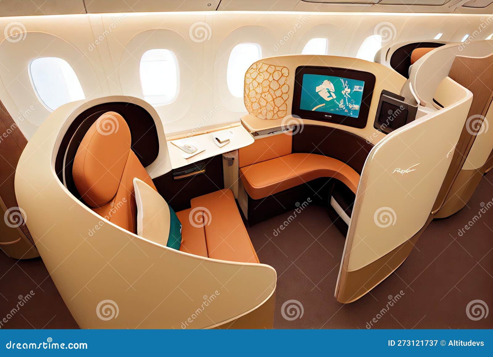 First-class Section of Plane, with Luxurious Seats and Amenities Stock ...