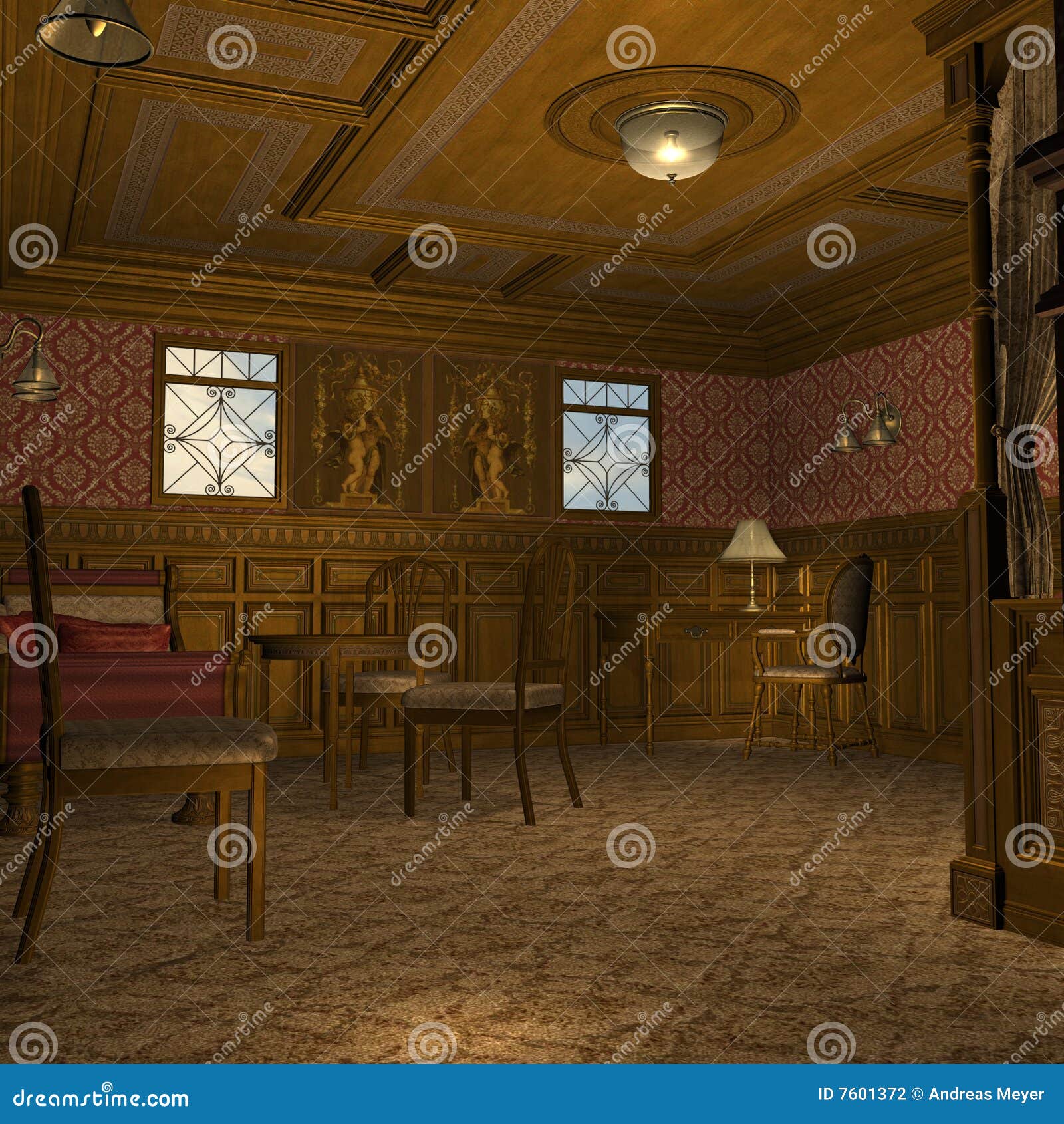 First Class Stateroom on a Old Luxury Ship Stock Illustration ...