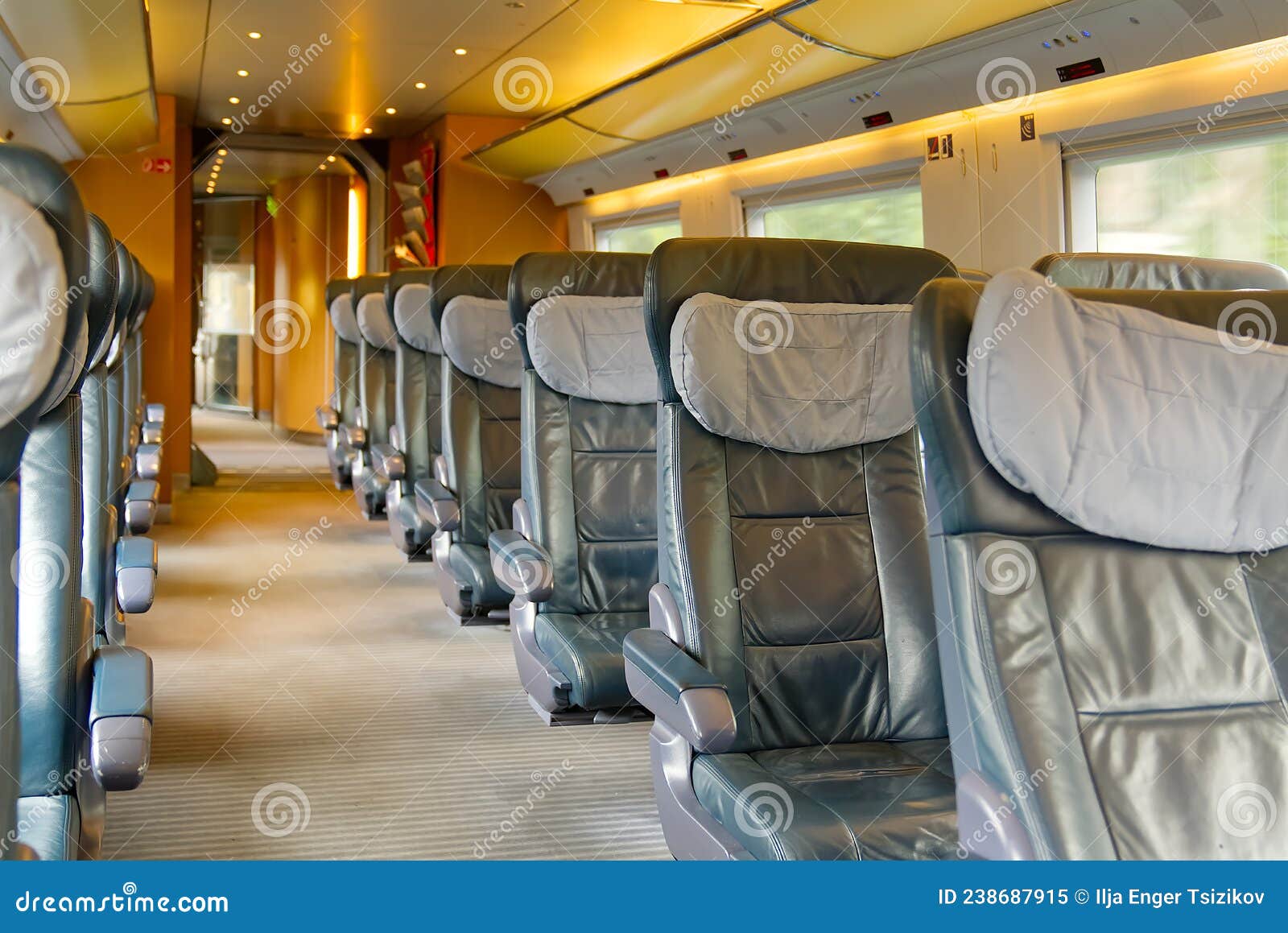 First Class Train Interior in Germany. Travel in Comfortable Train ...