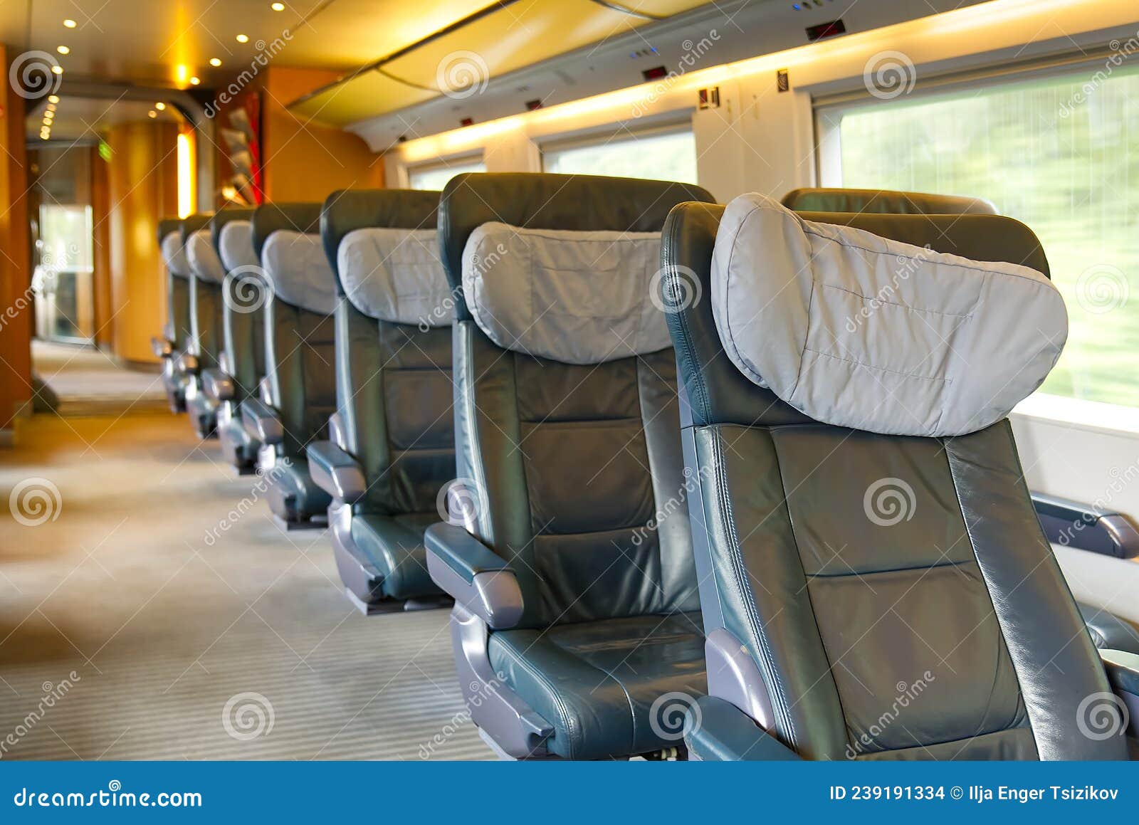 First Class Train Interior in Germany. Travel in Comfortable Train ...