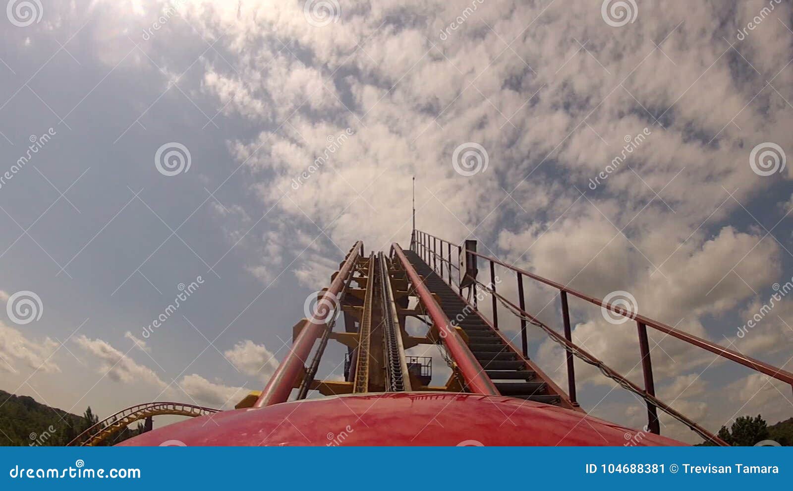 First Climb Up Roller Coaster in Theme Park Stock Video - Video of ...