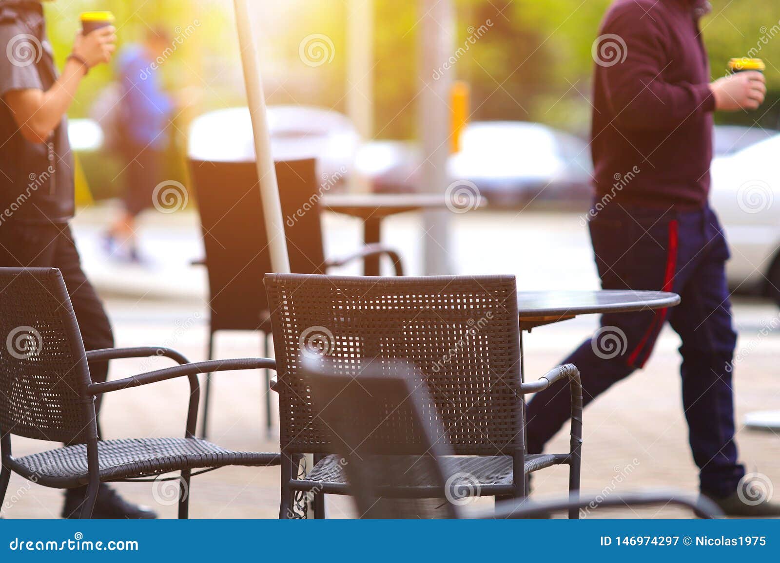 First Coffee Day in the Workplace Street Walking Stock Image - Image of ...