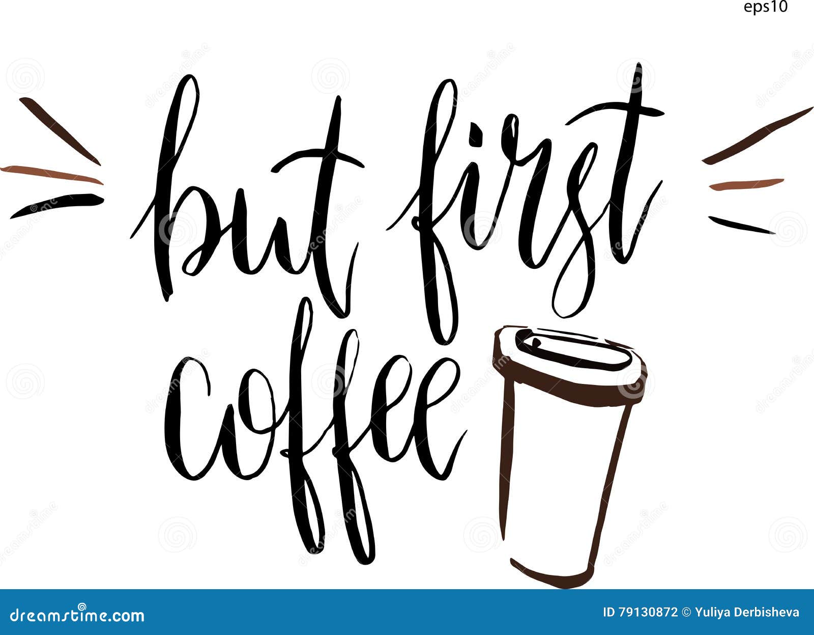 But First Coffee Lettering in Vector. Hand-drawn Vector Artistic ...