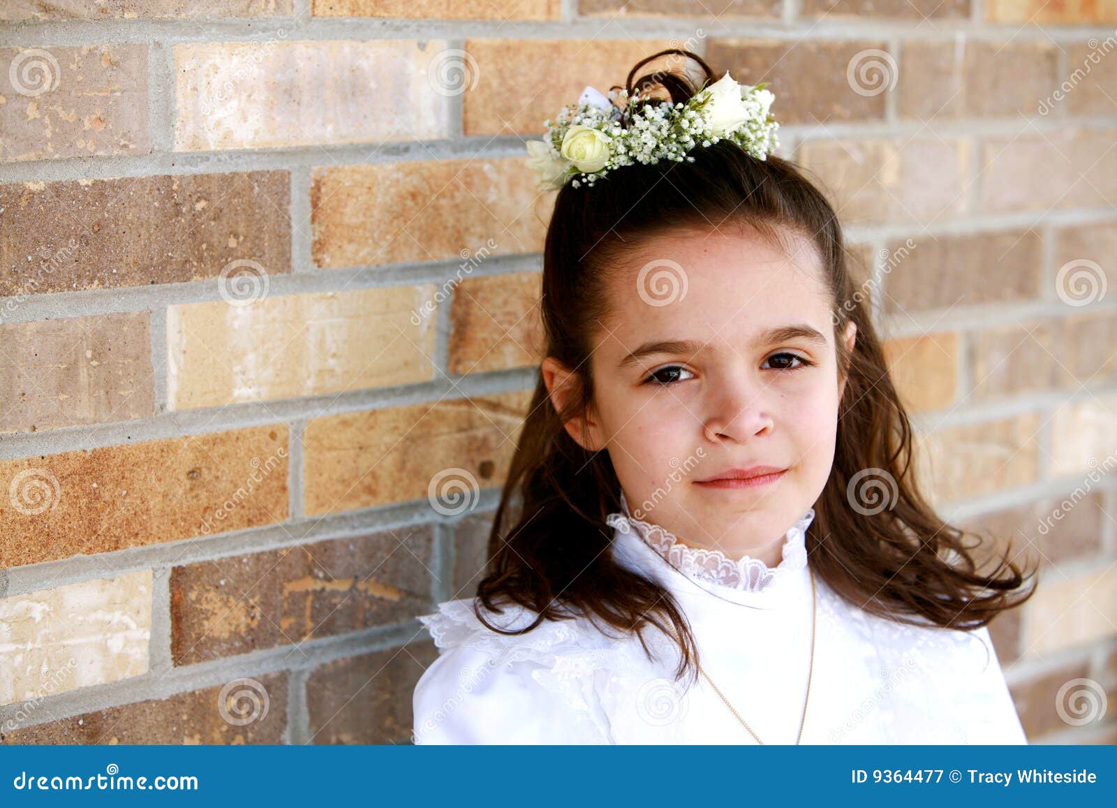 First communion 7 stock image. Image of brunette, girl - 9364477