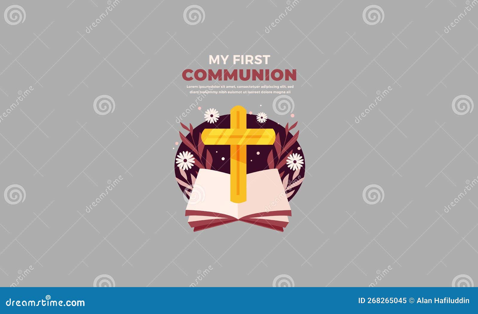 First Communion Banner Template Vector Flat Design Stock Illustration ...