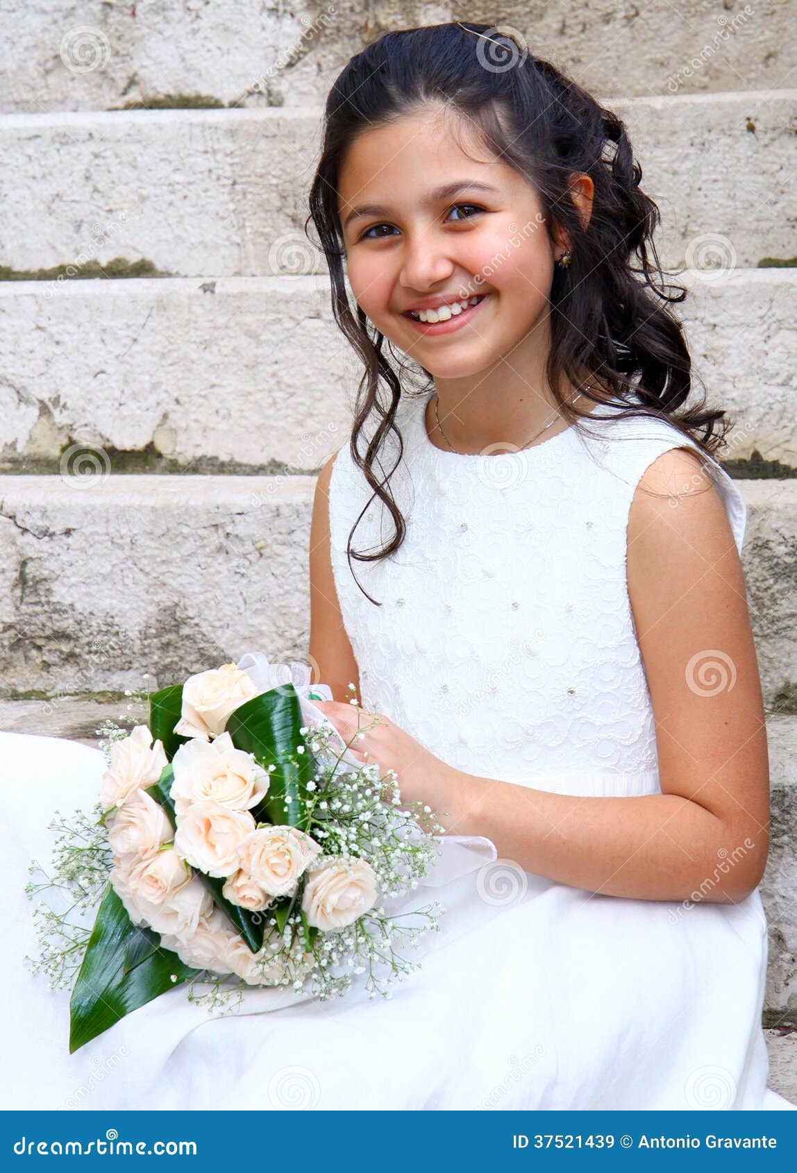 First Communion Beautiful Girl Stock Image - Image of happy, innocent ...