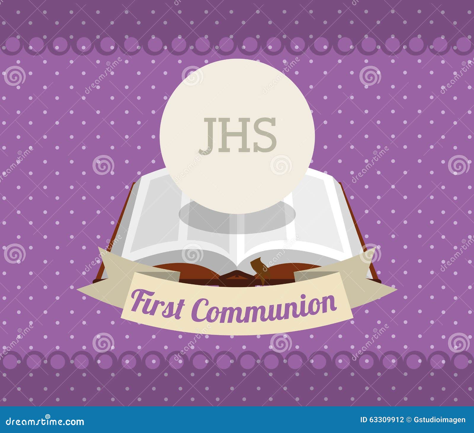 First Communion Card Design Stock Vector - Illustration of template ...