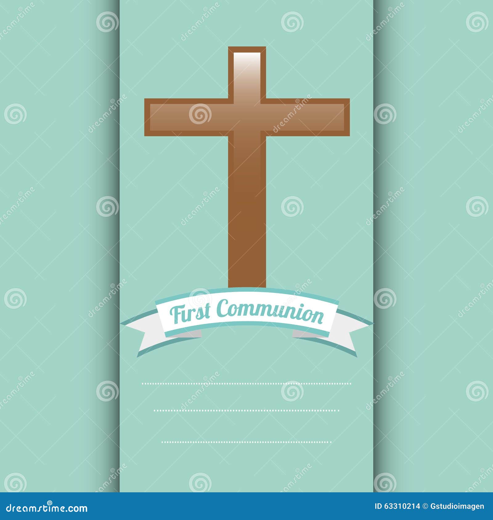 First Communion Card Design Stock Vector - Illustration of template ...