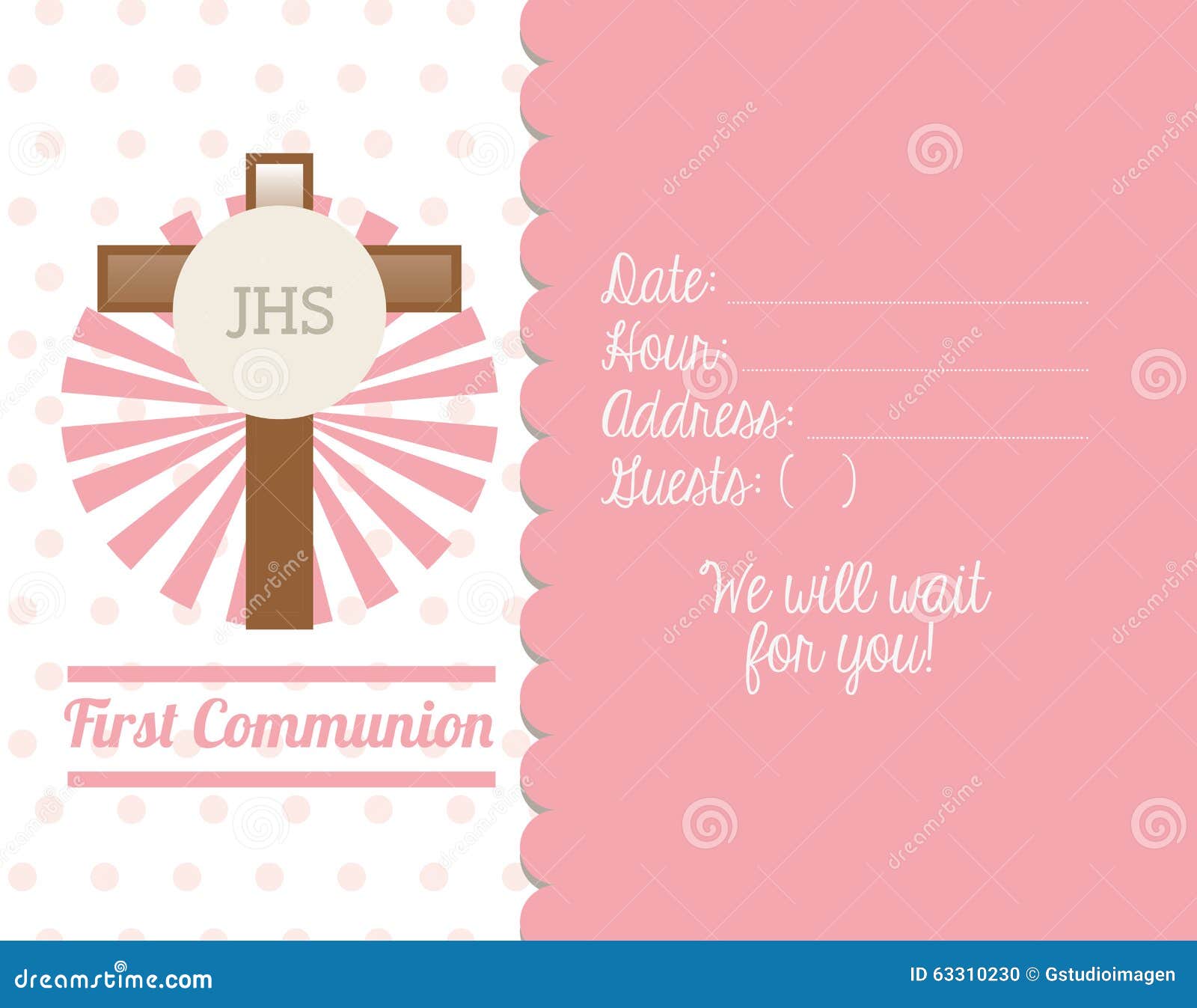 First Communion Card Design Stock Vector - Illustration of background ...