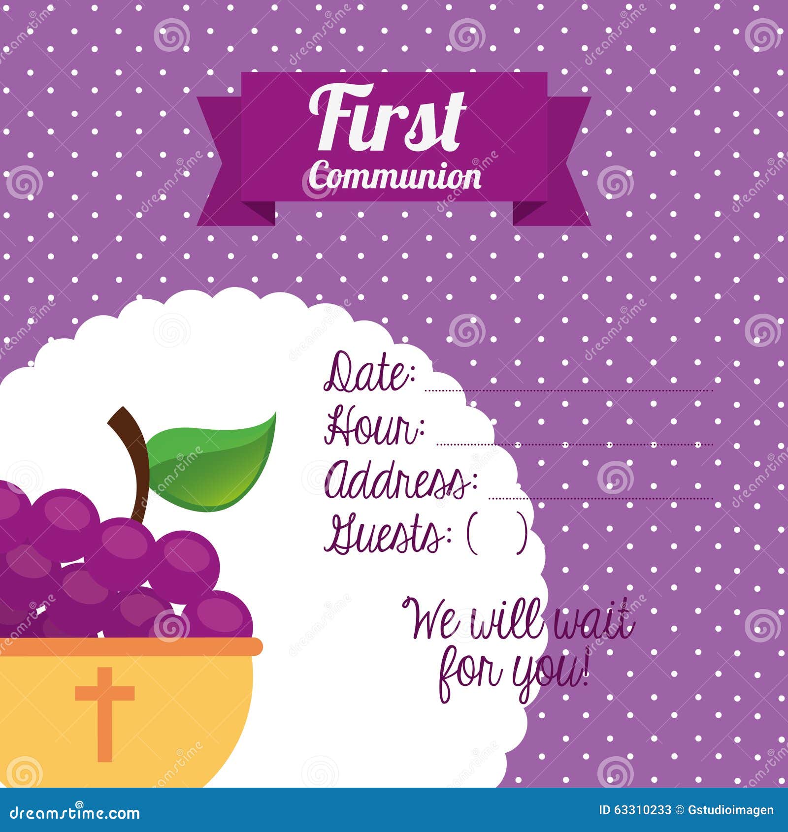 First Communion Card Design Stock Vector - Illustration of communion ...