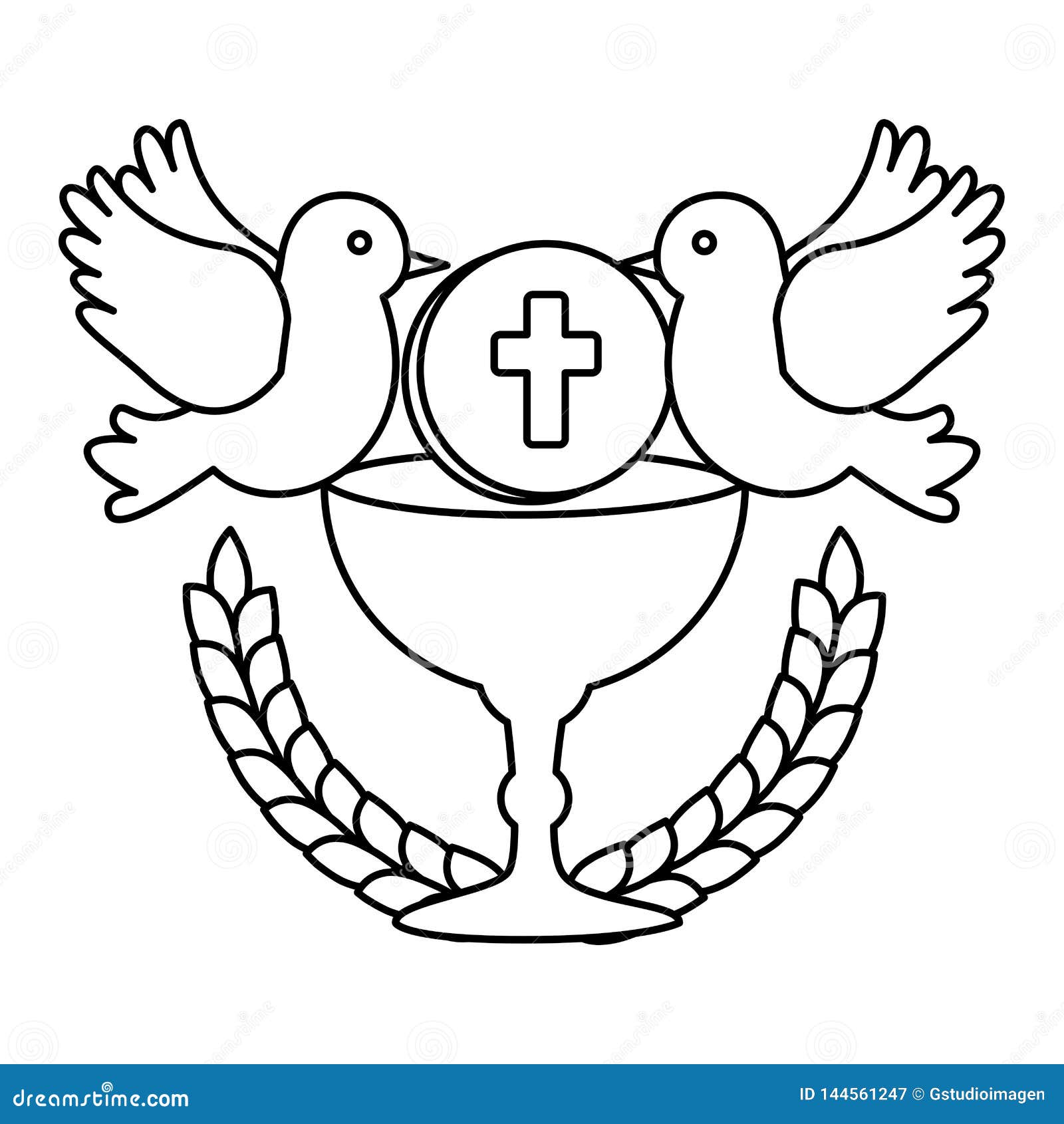 First Communion in Chalice with Doves Stock Vector - Illustration of ...