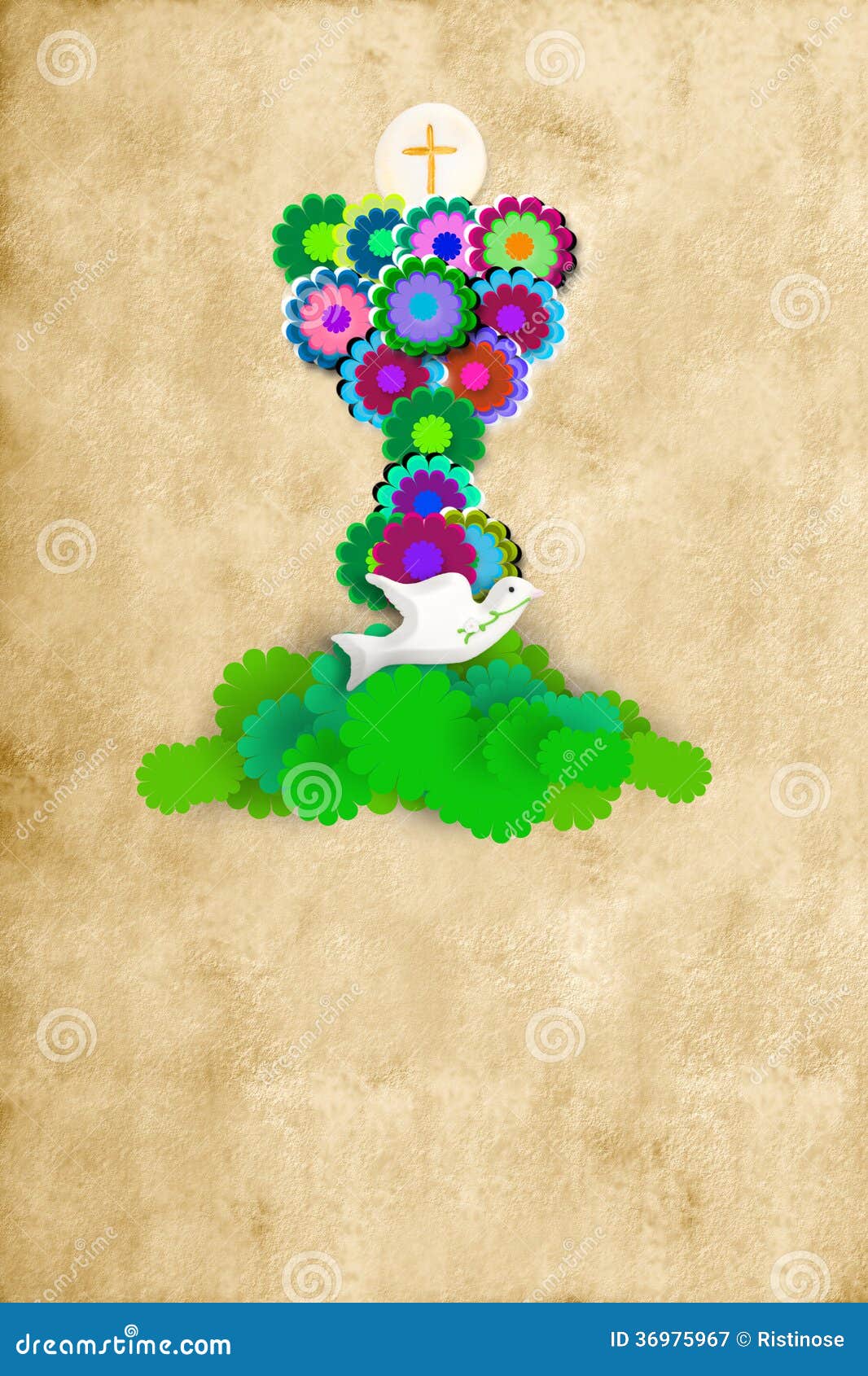 First Communion Cheerful Chalice and Dove Stock Illustration ...