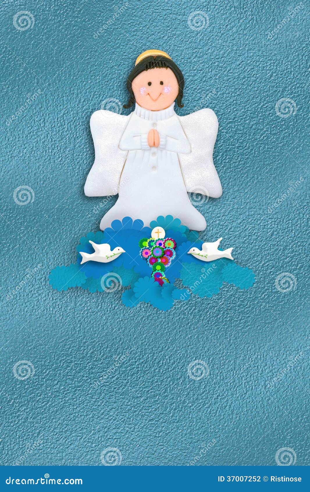 First Communion Invitation Cheerful Angel Stock Illustration ...