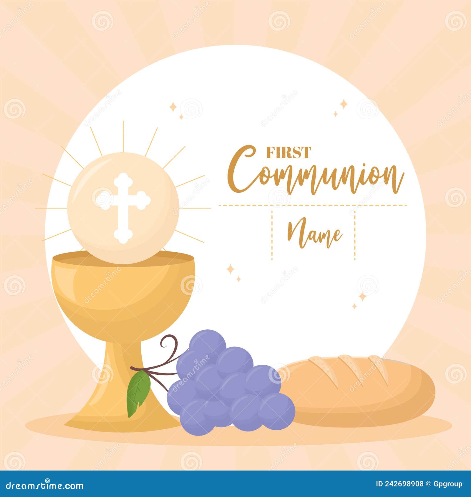 First Communion Items Poster Stock Vector - Illustration of grape ...