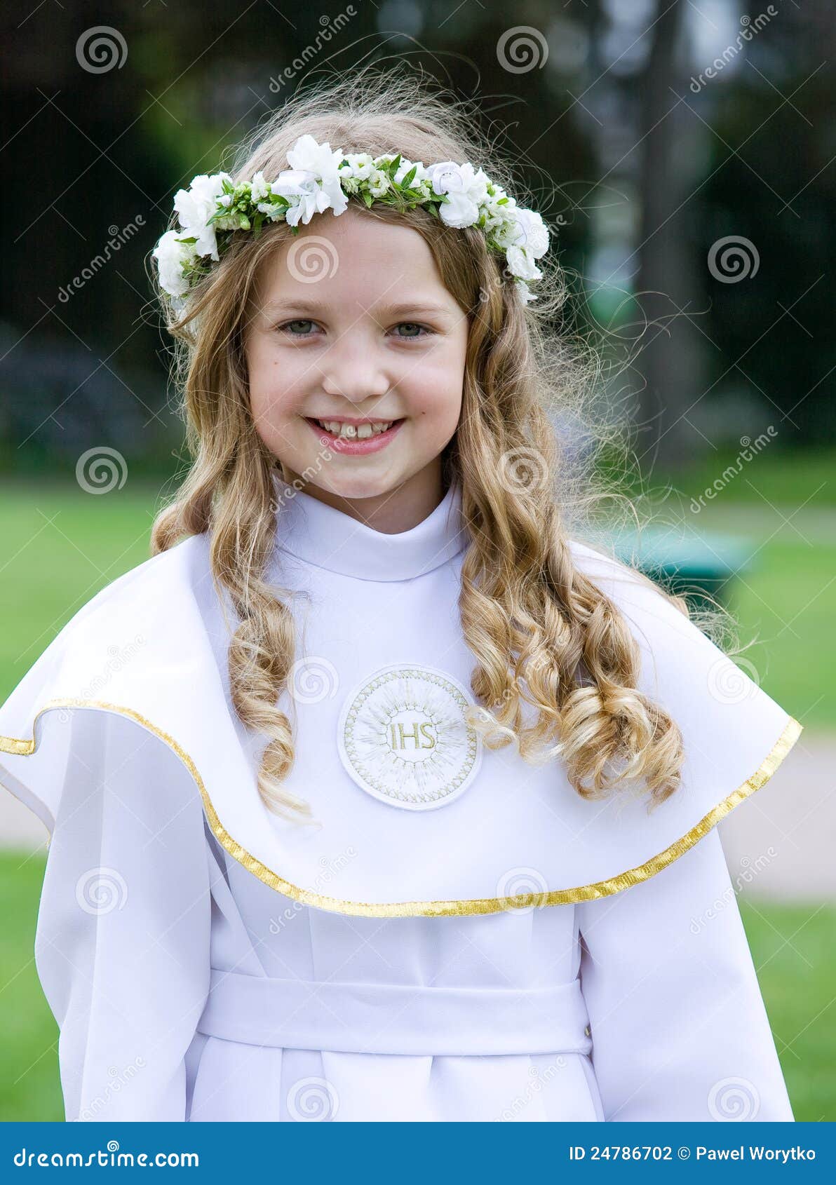 First Communion - Smiling Girl Stock Photo - Image of beautiful ...