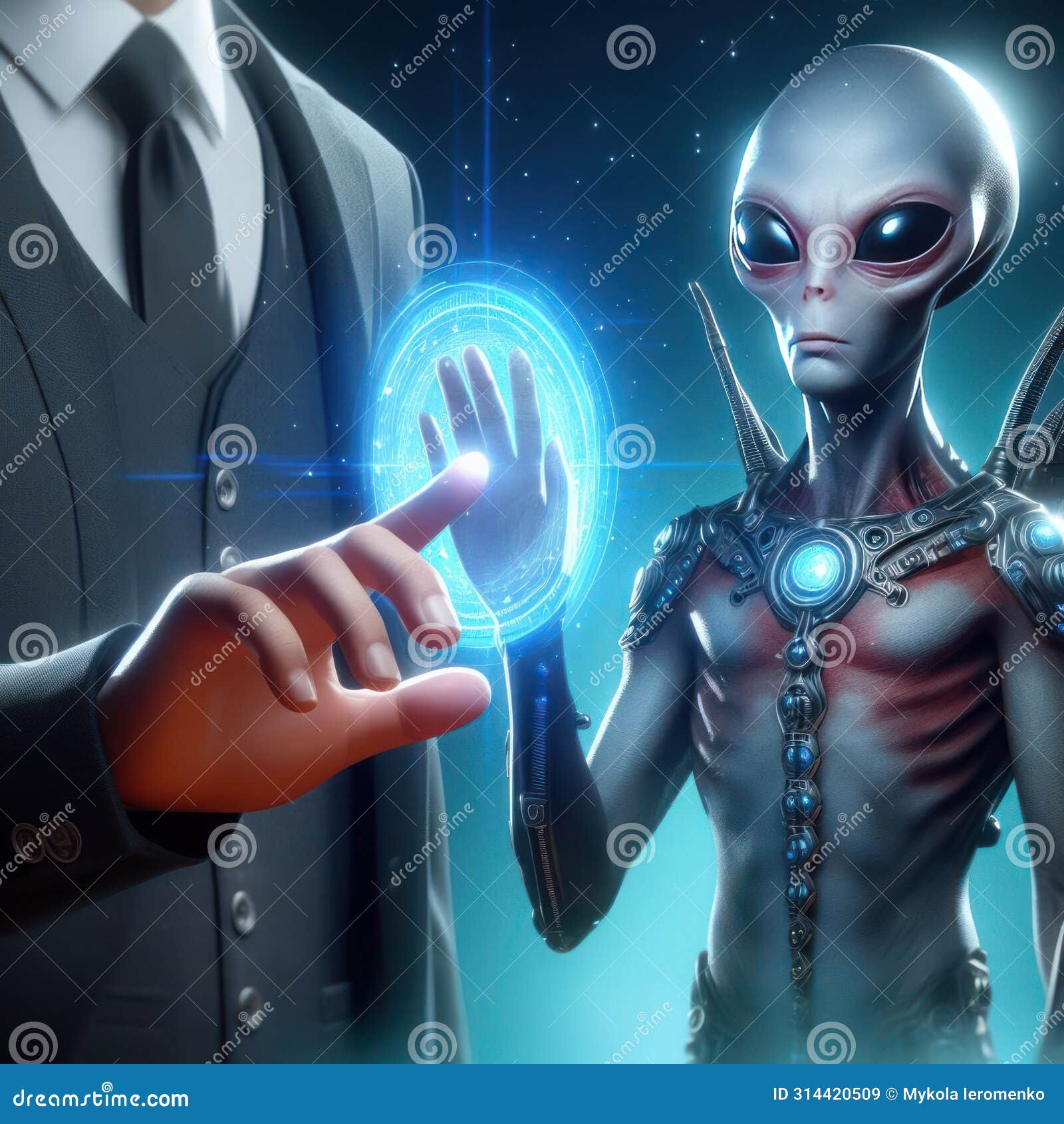 First Contact With An Alien Species On A Remote Planet Royalty-Free ...