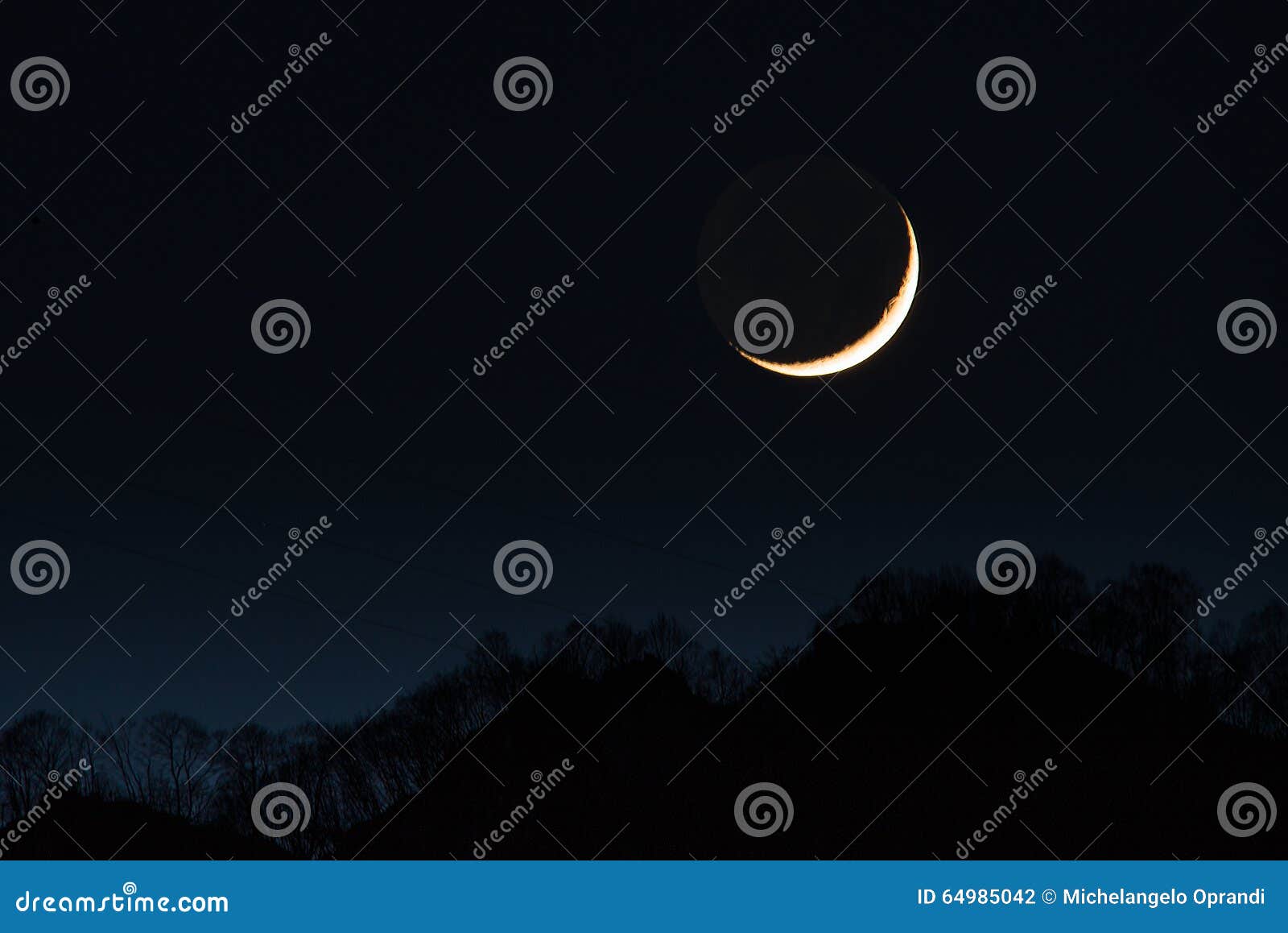 First crescent moon stock photo. Image of waning, night - 64985042