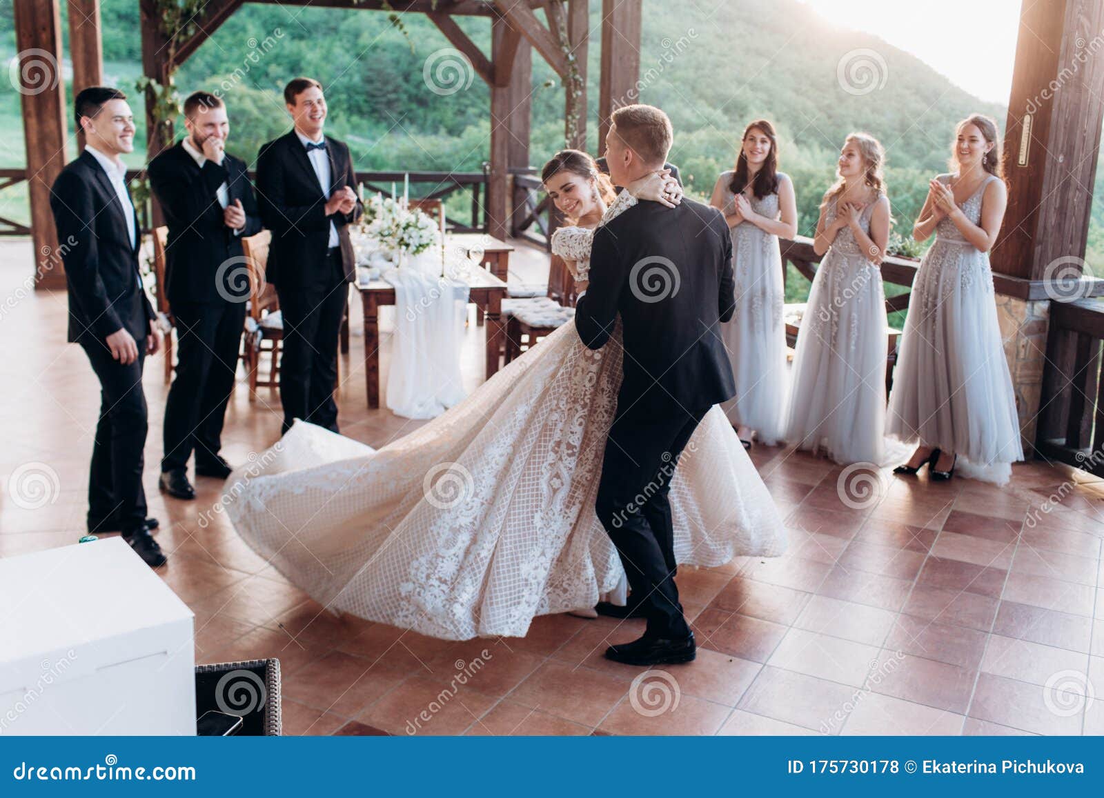The First Dance of the Young. the Bride and Groom are Dancing Their ...