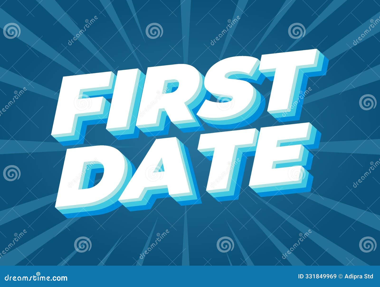 First Date. Text Effect in 3D Style with Modern Colors Stock ...