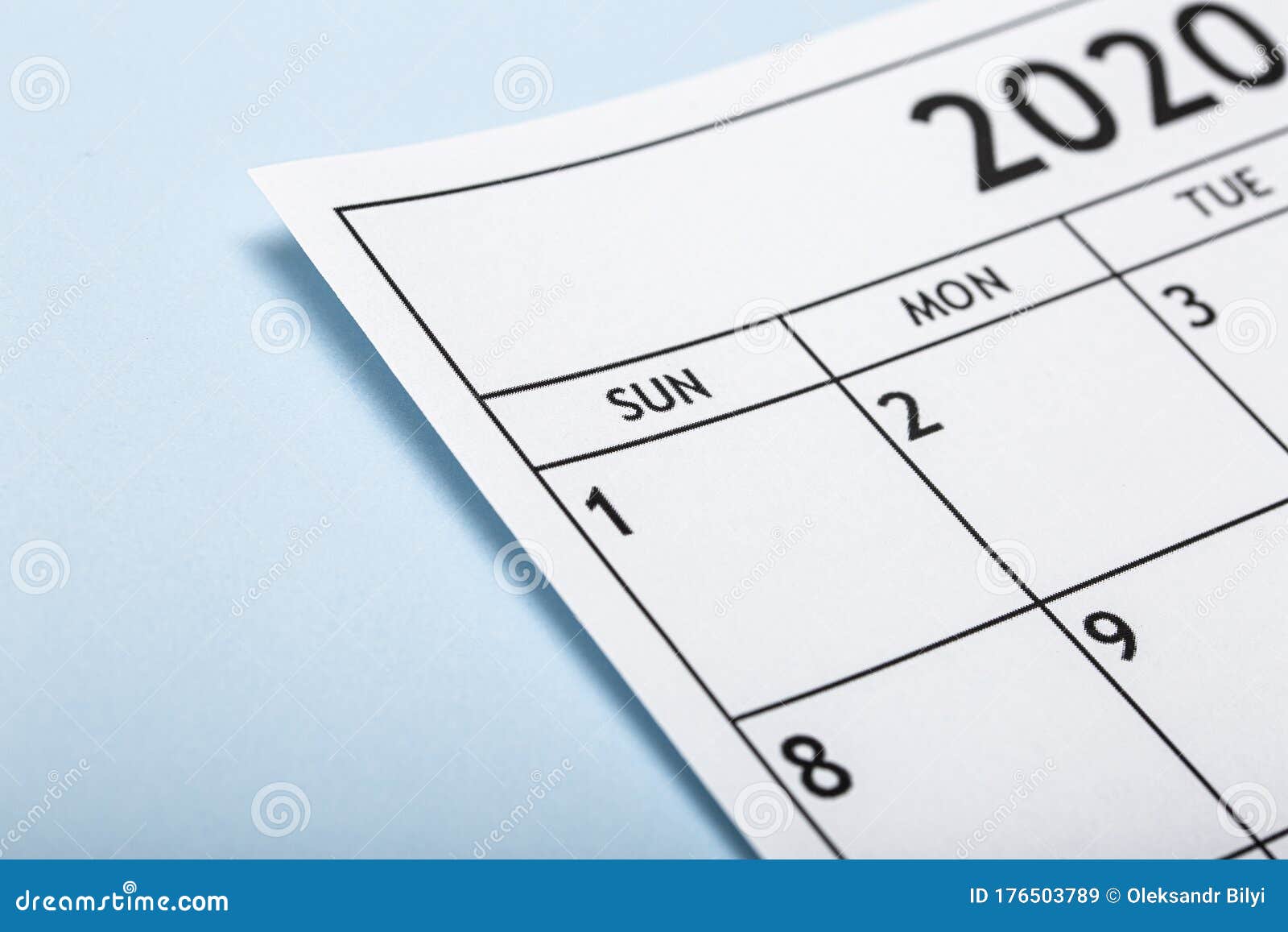 First Day on Calendar Close-up. Stock Image - Image of business ...